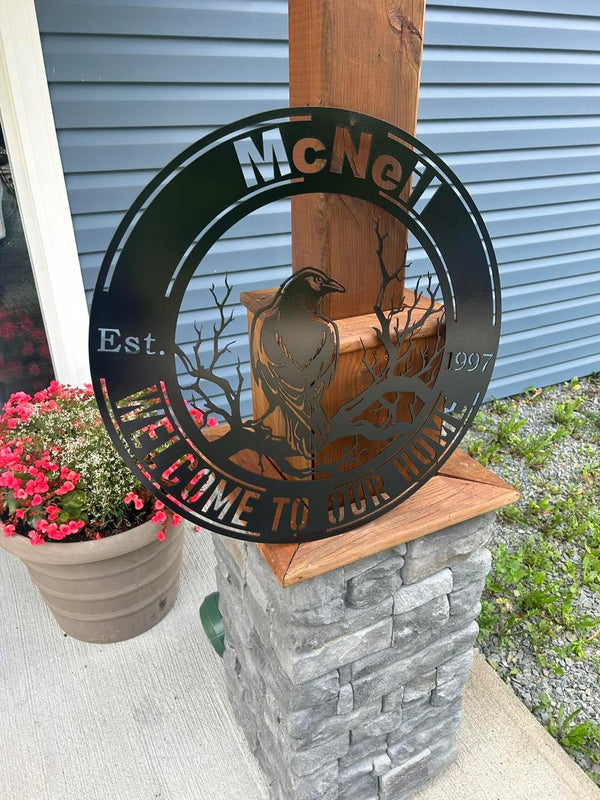 Custom Metal Raven Sign Made in Canada – Smoke on the Water Fire Pits ...